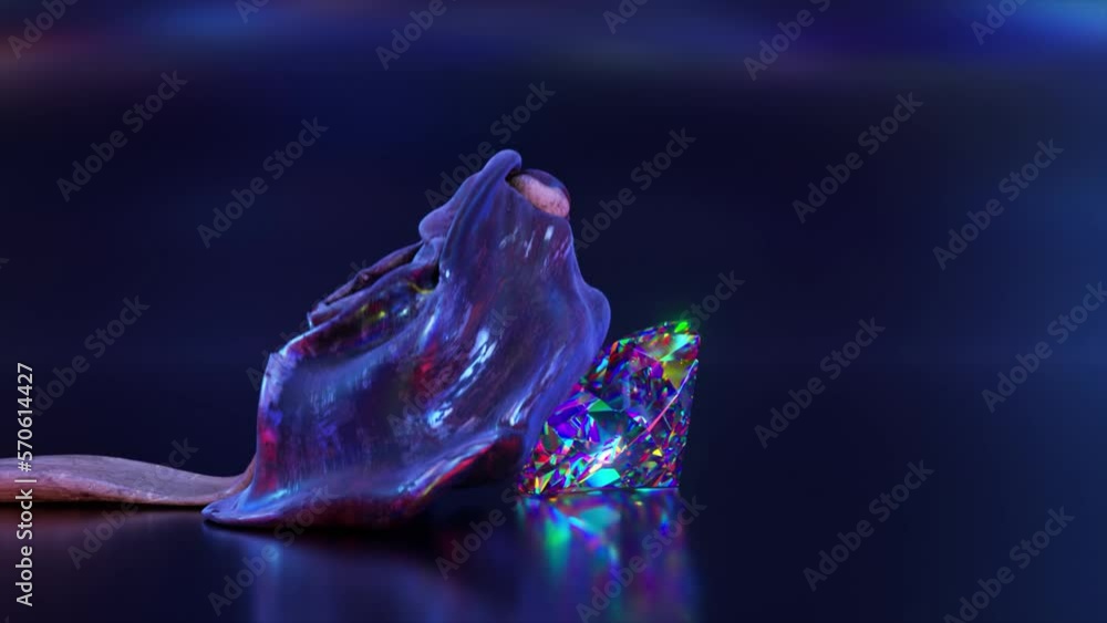 Abstract concept. The hammer spreads after hitting a large diamond ...