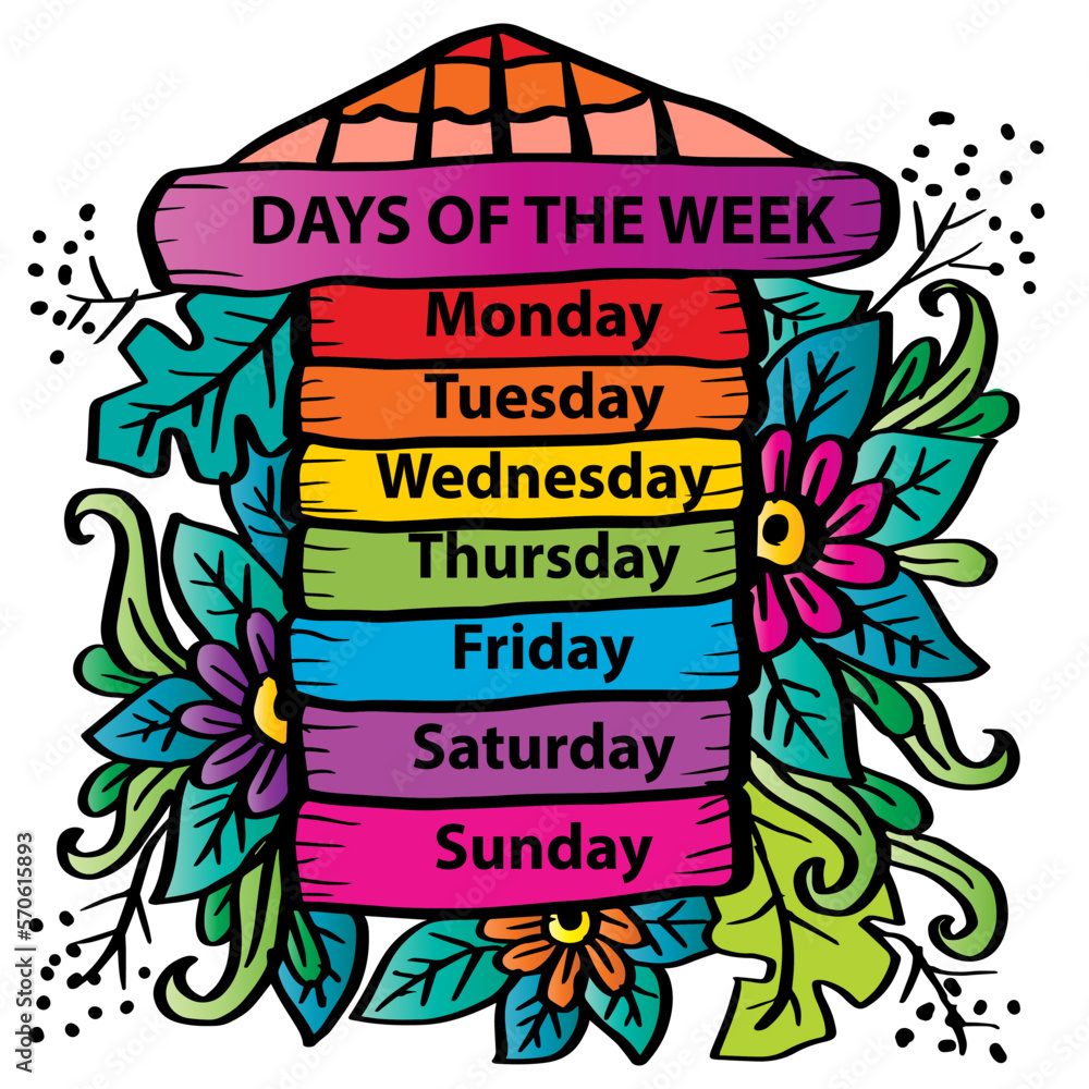 Days of the week, poster design for classroom decoration. Stock Vector ...