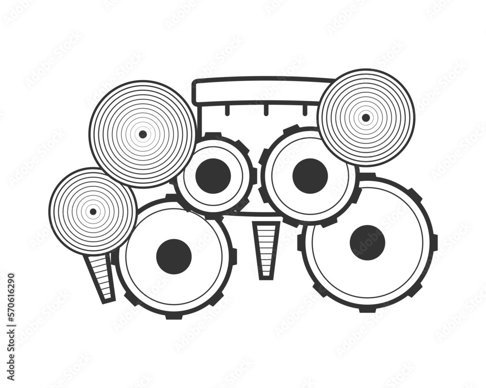 Drum kit top view. Vector illustration. Stock Vector | Adobe Stock