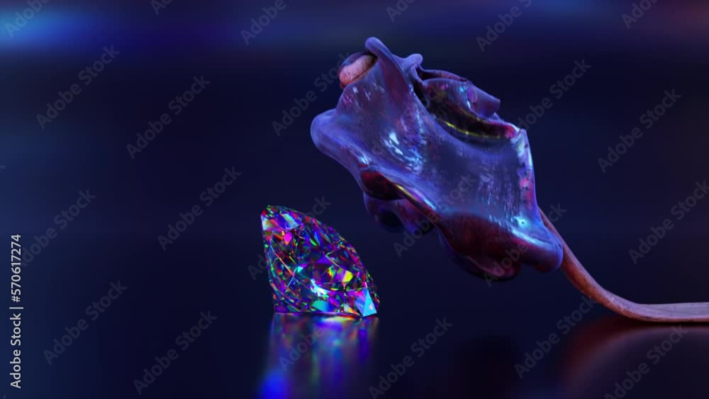 Abstract concept. The hammer spreads after hitting a large diamond ...