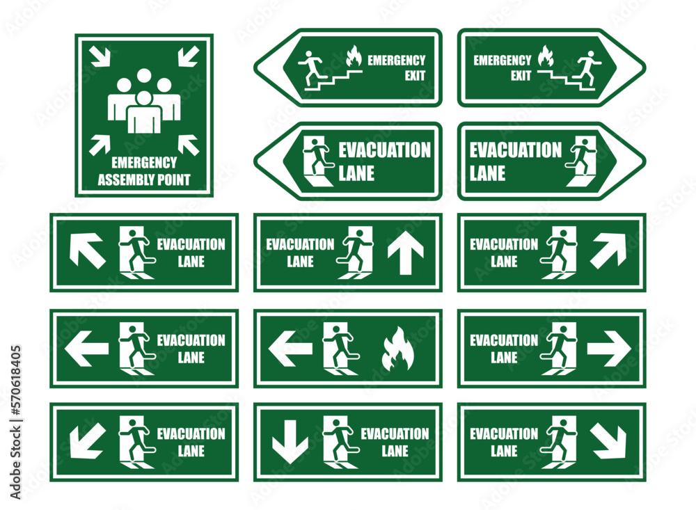 Grafika wektorowa Stock: set of icons emergency exit for safety, Set of ...