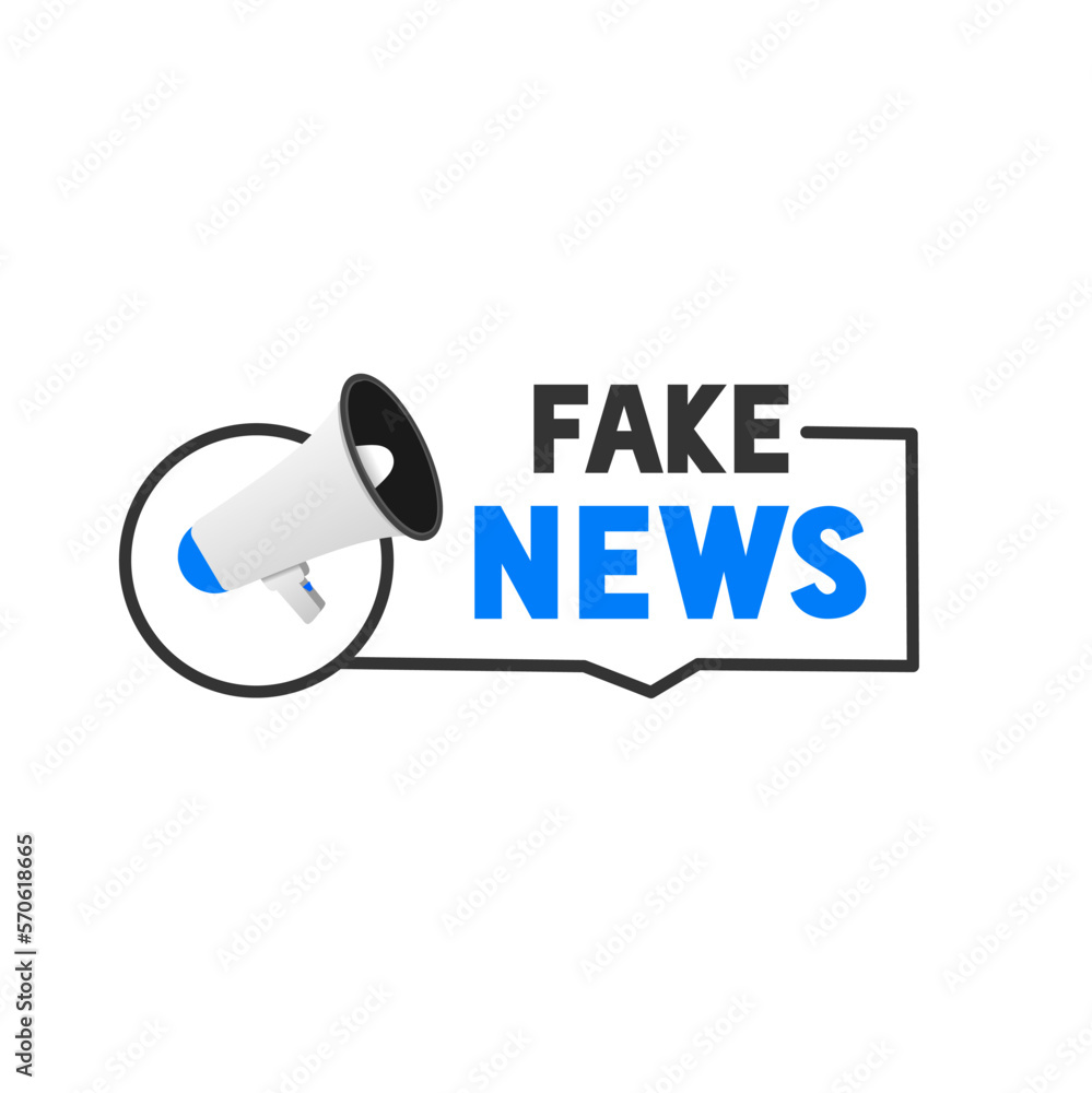 Fake news word writing text banner. Badge with megaphone icon. false ...