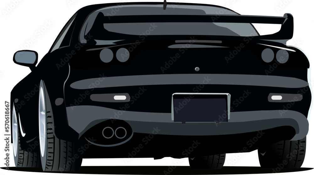 Modern sportcar back view vector illustration. City car model isolated ...