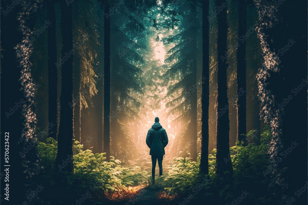 The introverts journey. an introverted person walking, concept of Self ...