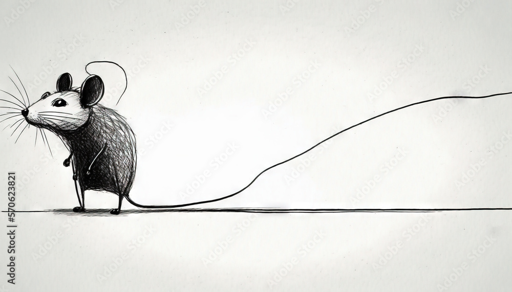 a drawing of a rat with a long tail and a nose that has been drawn to ...