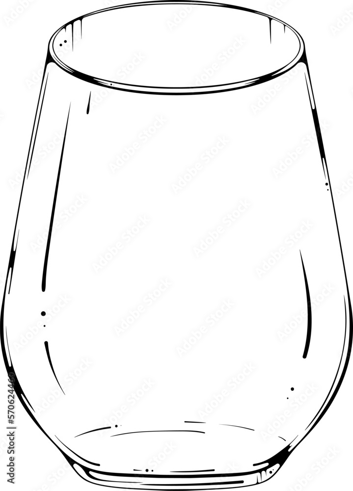 Empty cocktail glass. Vector illustration in hand drawn sketch doodle ...