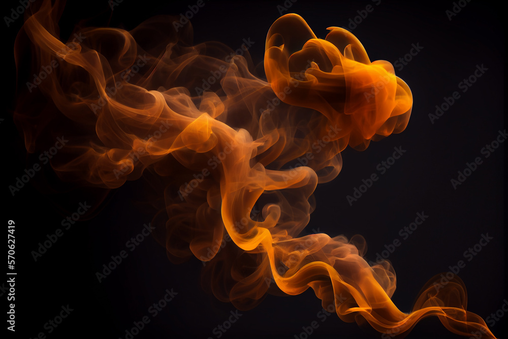 Movement of orange smoke on black background fire design. High quality ...