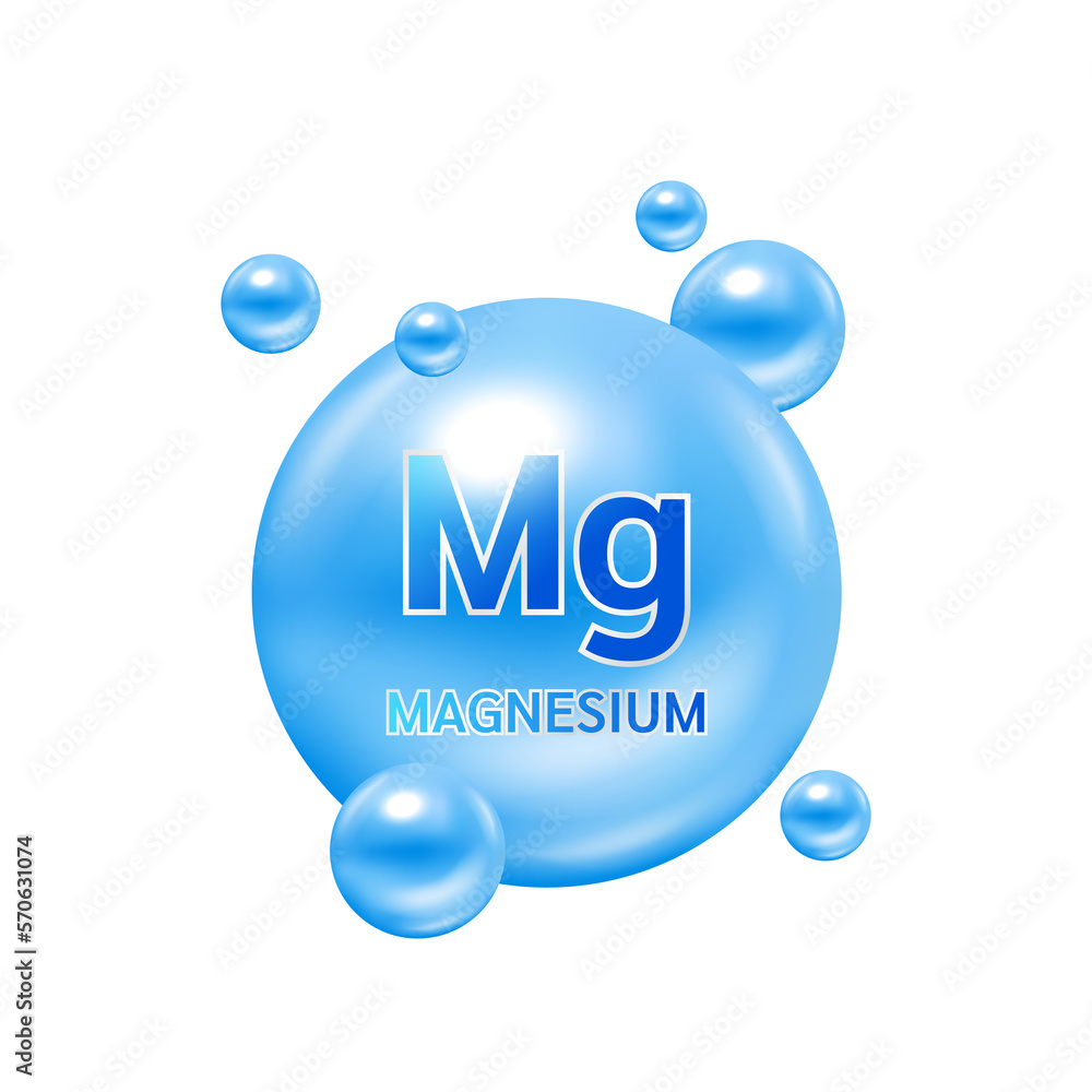 Minerals magnesium and vitamin blue color for health. Medical and ...