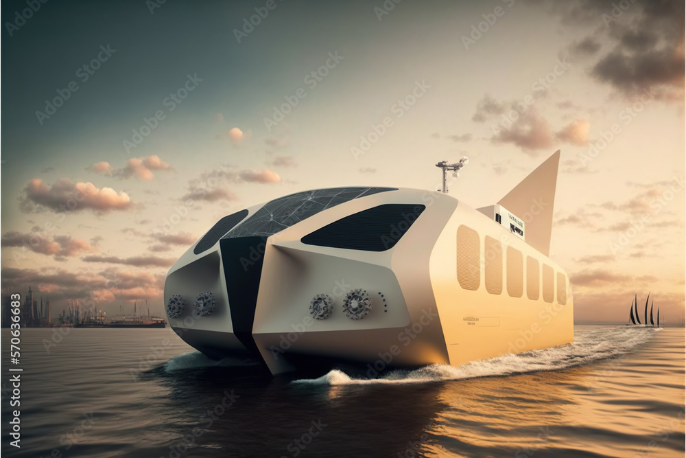 The future of shipping electric boats and sail-powered, concept of ...