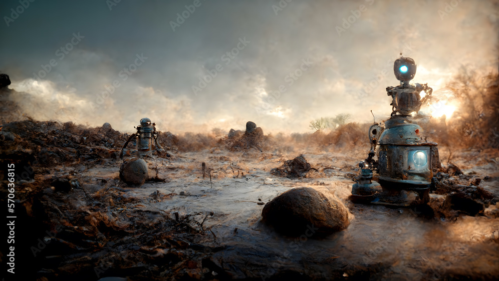 The Future of Fear: A Futuristic Robot Nightmare, AI Generative Stock ...