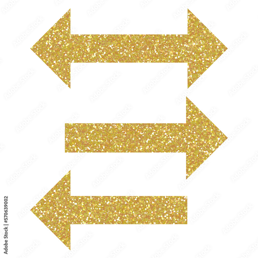 Gold arrow glitter icon on transparent background. Design for ...