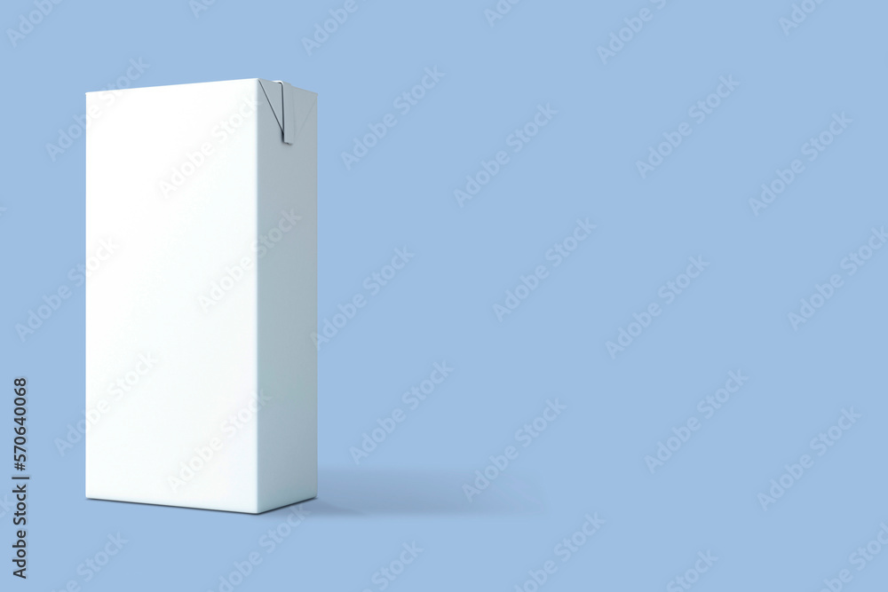 white milk box isolated on pastel blue background Stock Illustration ...