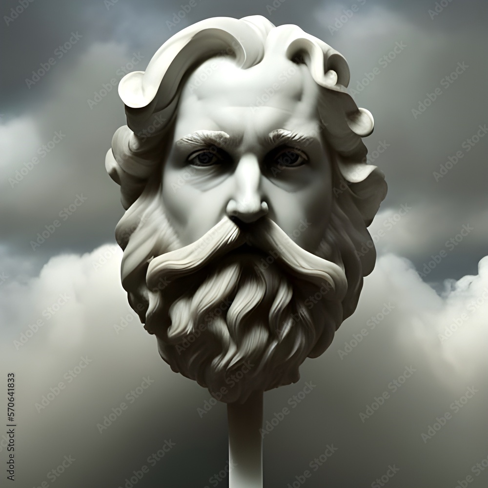 Generative AI image featuring a chiseled white marble statue bust of ...