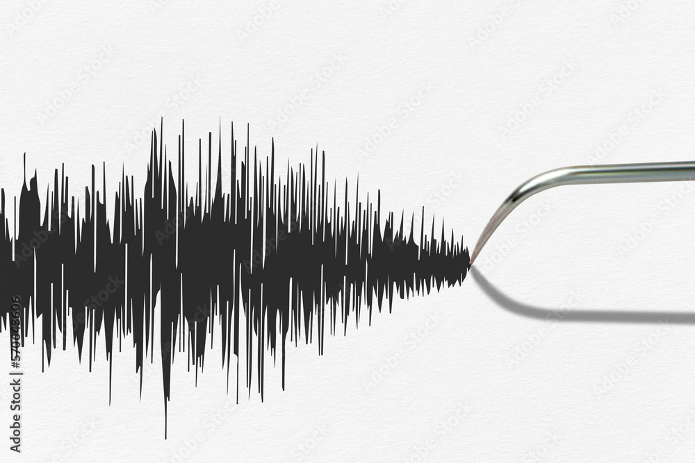 Seismograph and earthquake. Seismograph recording the seismic activity ...