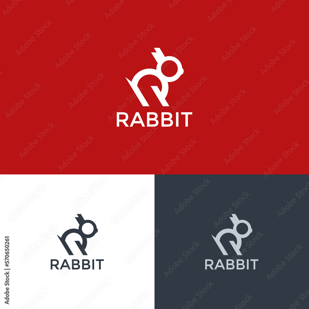 Rabbit simple logo concept vector fully editable and scalable template ...