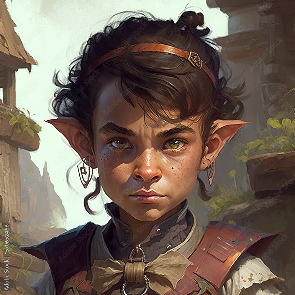 Halfling Character Portrait Rpg Fantasy Avatar And Token Generative Ai Stock Illustration
