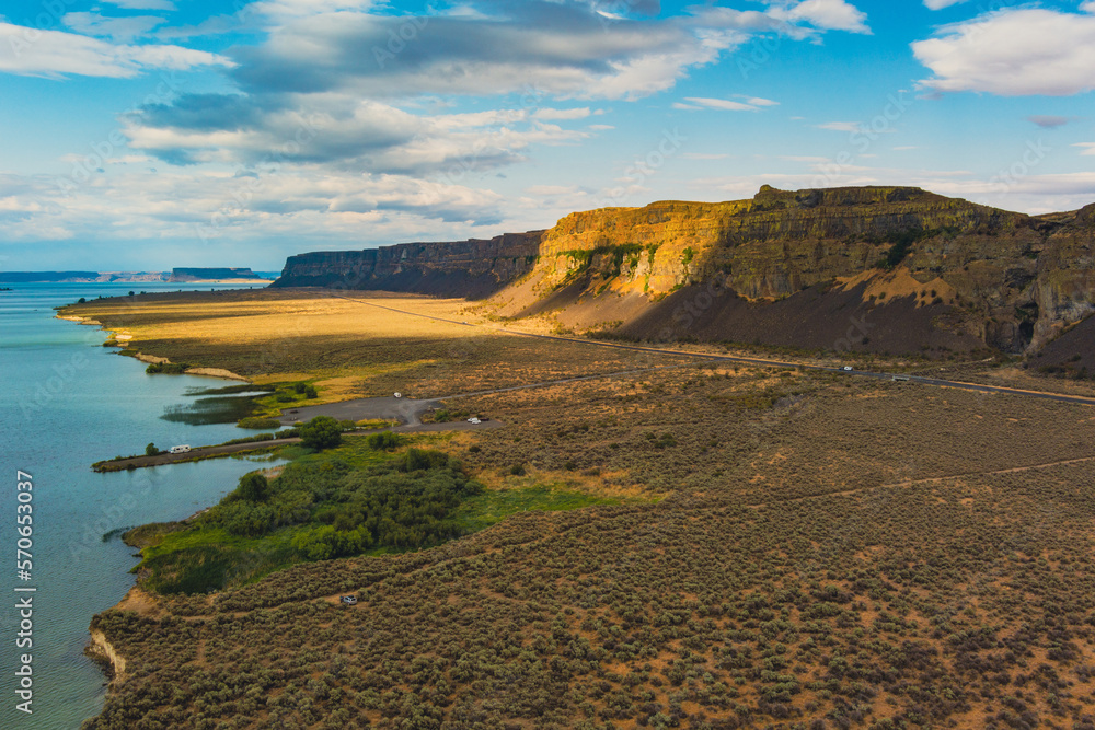 Unbelievable landscape - brown cliffs, highway, blue ocean. Amazing ...