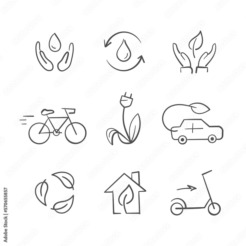 Collection of hand-drawn and doodle vector icons and pictogram ...