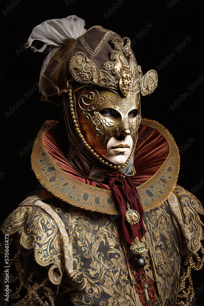 Illustration of a man dressed with a Venetian mask and costume from ...