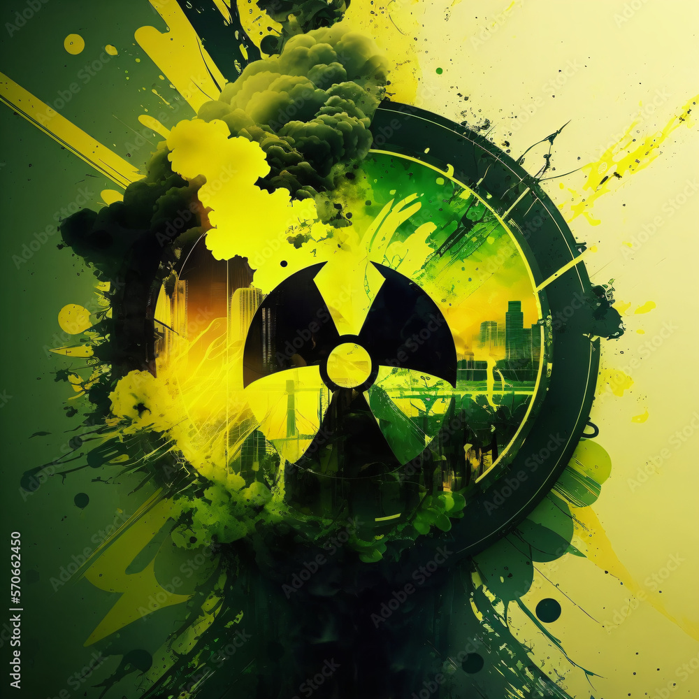 radioactive sign background. Biohazard symbol green background design ...