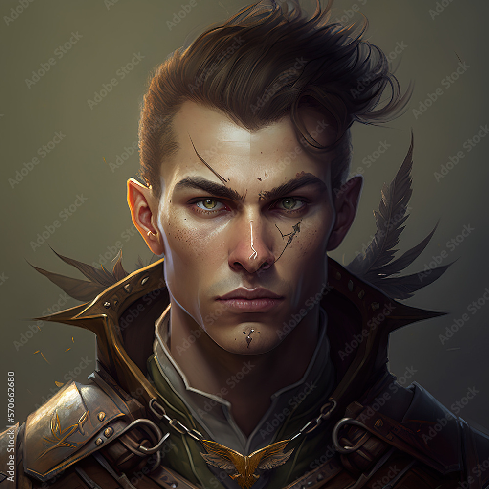 male messanger character portrait, rpg, fantasy avatar and token ...
