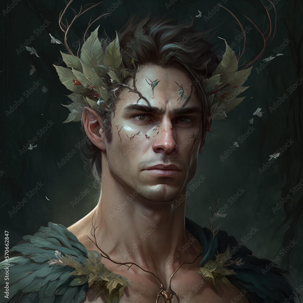 male nymph character portrait, rpg, fantasy avatar and token Stock ...