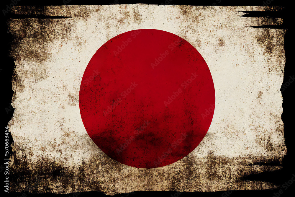 National flag of Japan background with a distressed vintage weathered ...