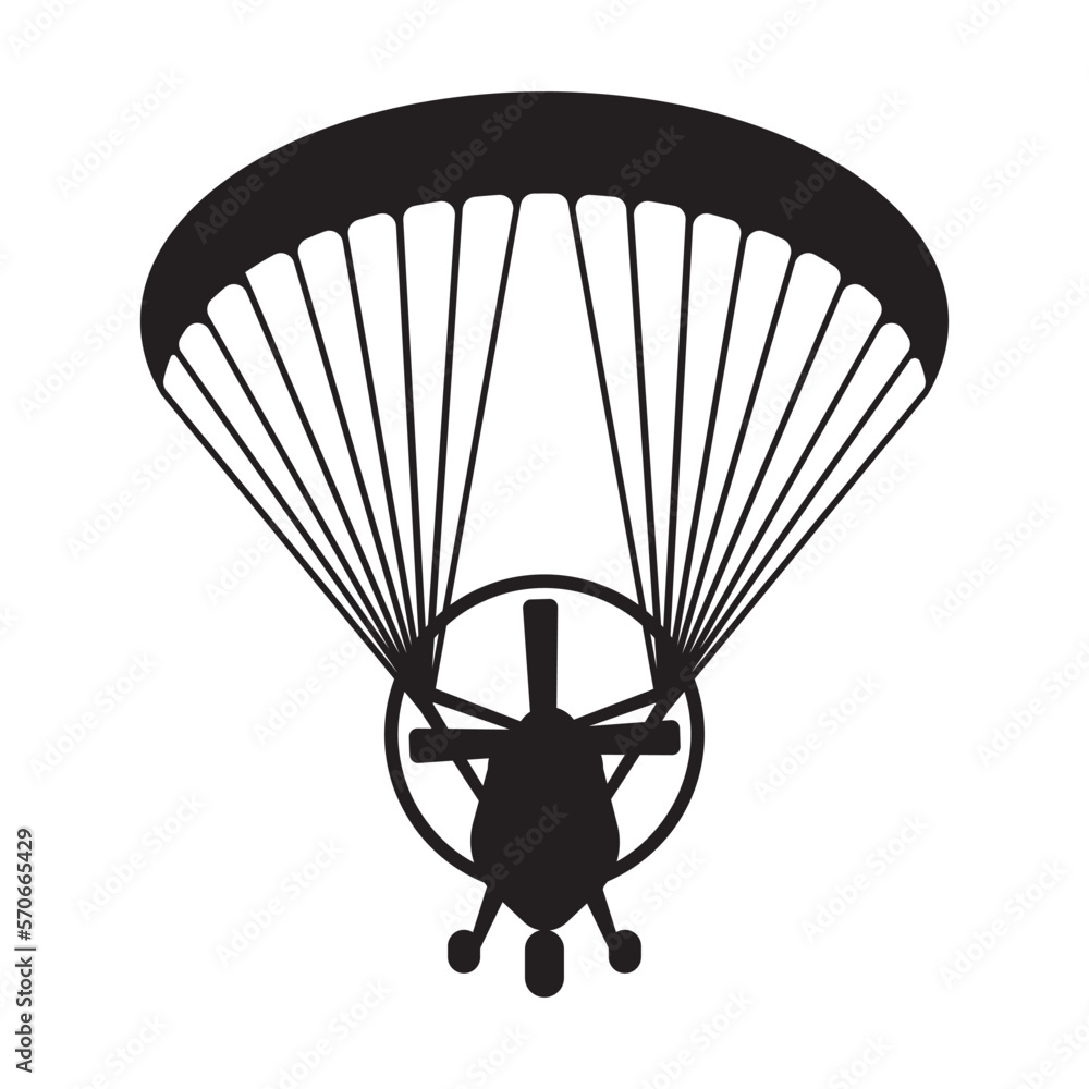 Paramotor vector icon, black on white background Stock Vector | Adobe Stock