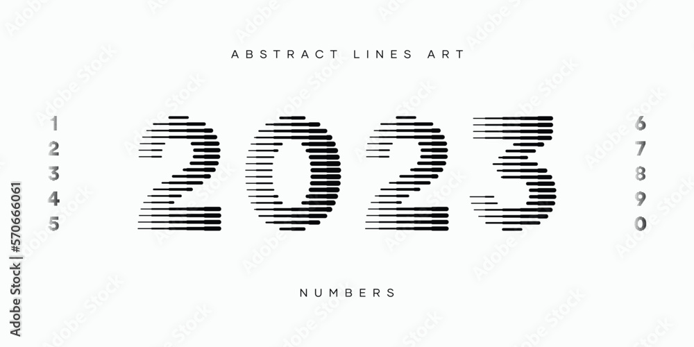 Numbers set logo lines abstract art modern typography typeface vector ...