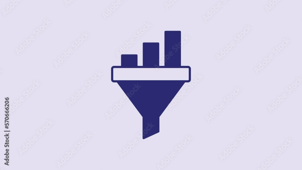 Blue Sales funnel with chart for marketing and startup business icon ...