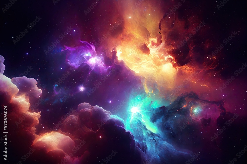 Space background with nebula and fictional planets. Generative AI Stock ...