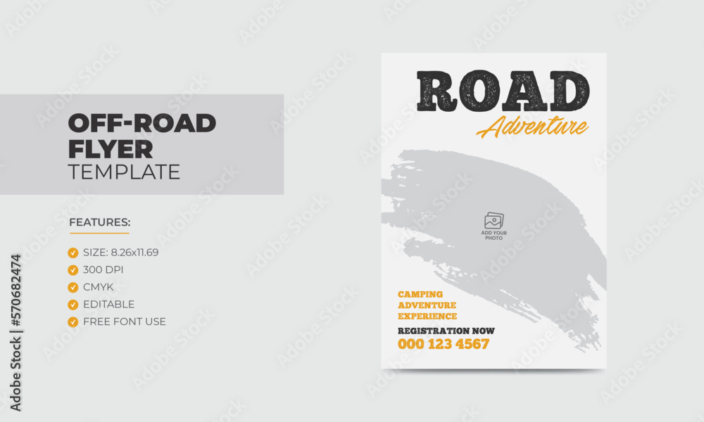 Off-road flyer poster template road adventure poster design Stock ...