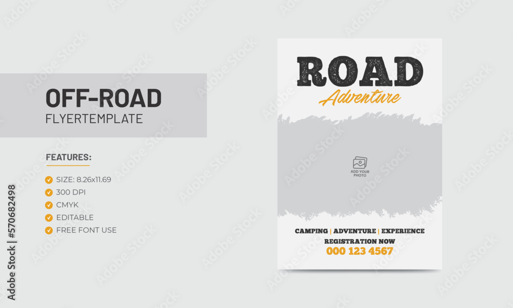 Off-road flyer poster template road adventure poster design Stock ...