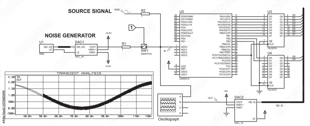 Schematic diagram of electronic device. Vector drawing electrical circuit with resistors ...