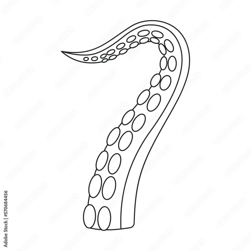 Tentacle of octopus vector outline icon. Vector illustration octopus on ...