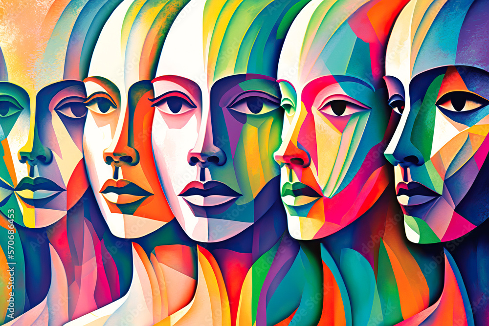 Abstrakte menschliche Gesichter, ki generated Stock Illustration ...