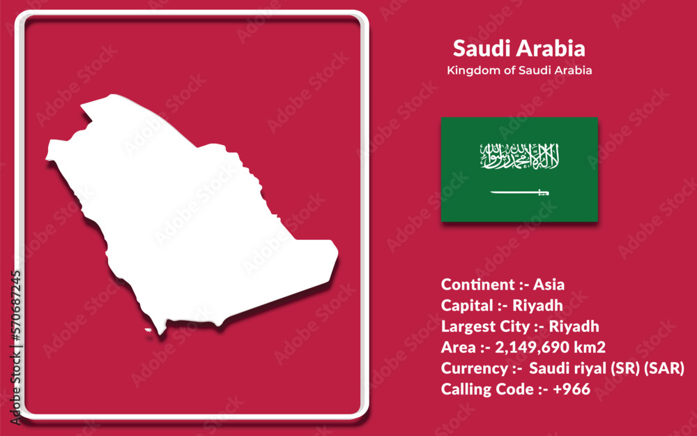 Saudi Arabia map design in 3d style with national flag Stock Vector ...