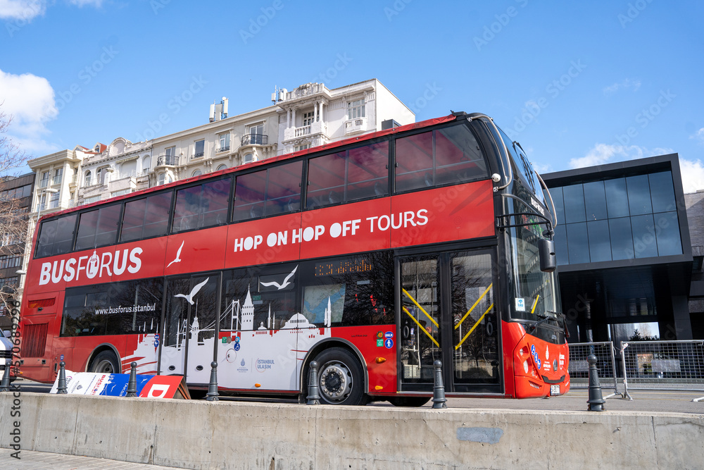 Istanbul, Turkey - February 10, 2023: Red Big Bus Double decker tourist ...