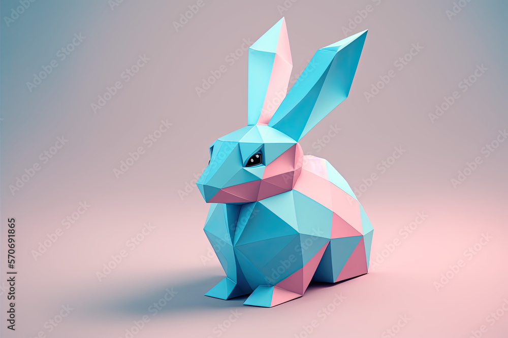 papercraft bunny origami pastel colours. AI generative Stock ...