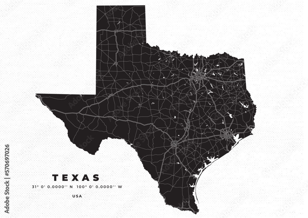 Texas Map Vector Poster and Flyer Stock Vector | Adobe Stock