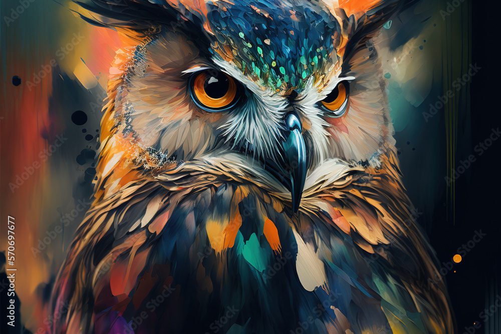 Abstract Watercolor Owl