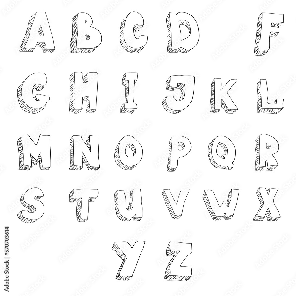 hand drawn alphabet , set of hand drawn alphabets, alphabets symbols ...