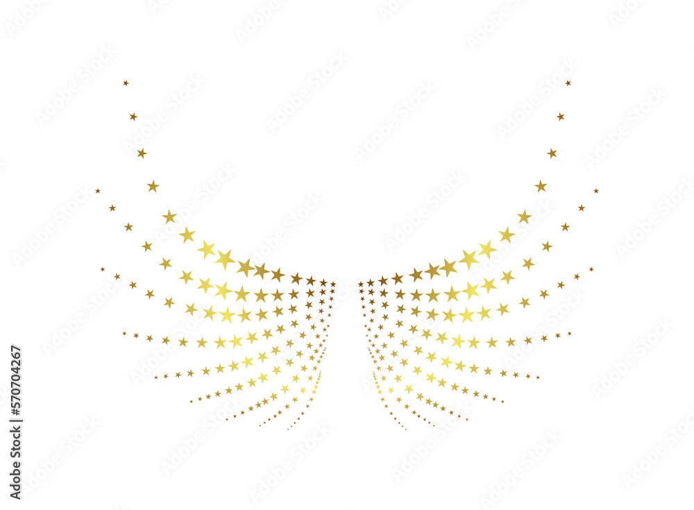 gold stars form wings formation on transparent background ...
