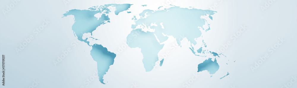 World map banner concept. Detailed flat map of continents. 3d rendering ...