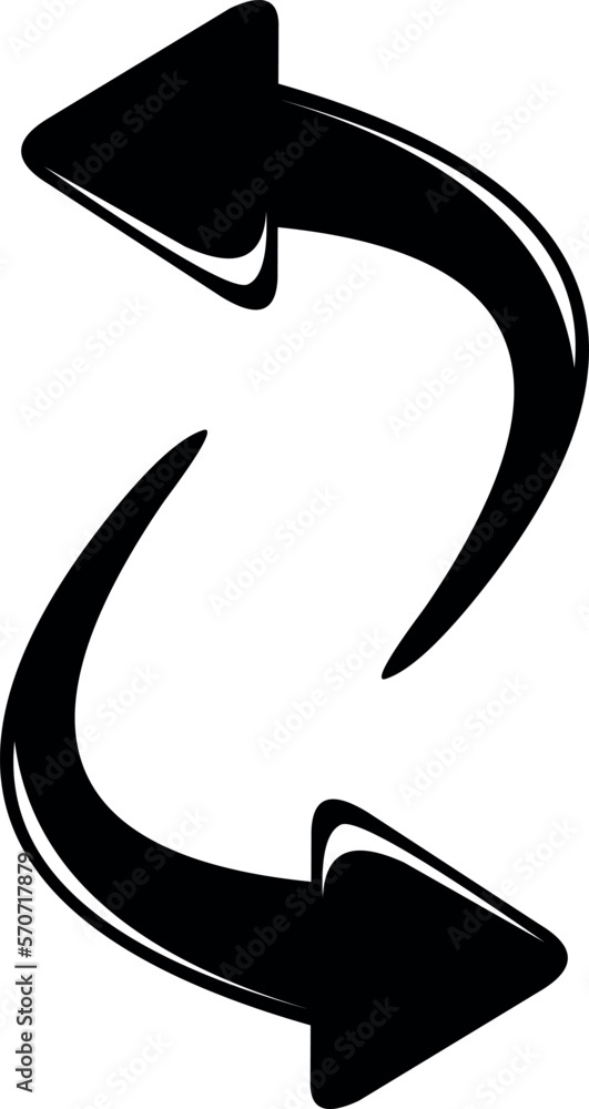 vector illustration of curved arrows pointing left and right Stock ...