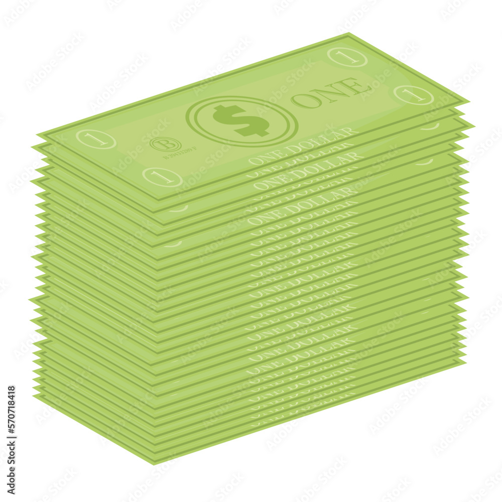 vector illustration of stack or wad of money of dollar bills Stock ...