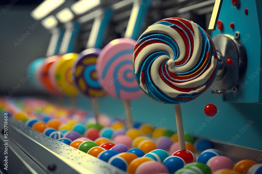 Conveyor for the production of lollipops and other sweets, packaging ...