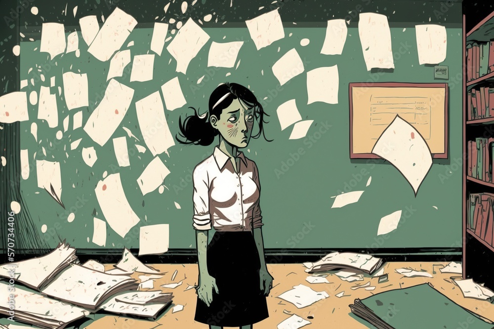 Teacher standing in front of an empty whiteboard, they look frustrated ...