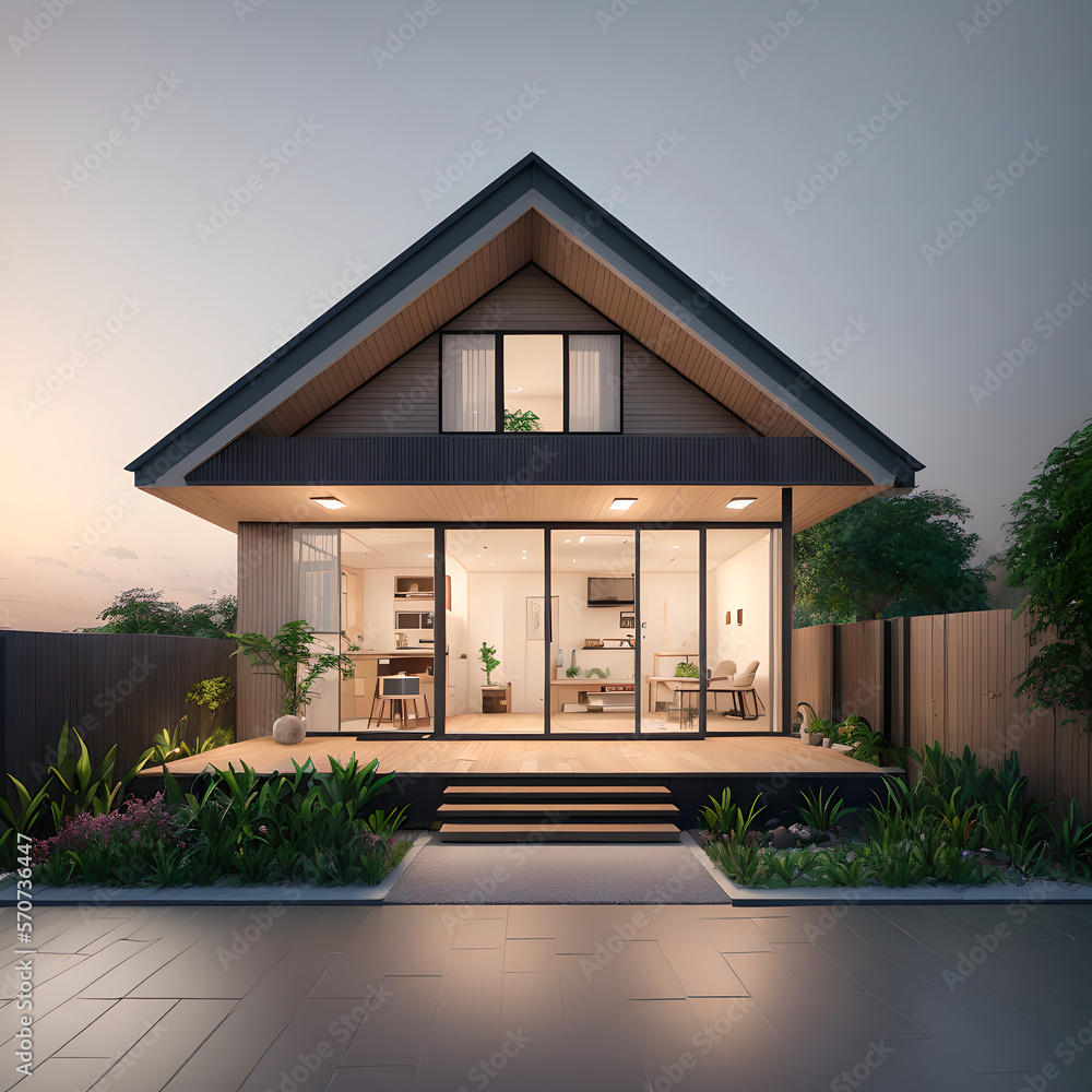 3D reference model of a cute small house for warm climate, AI generated ...