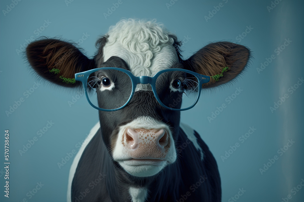 Cute Cow with glasses Stock Illustration | Adobe Stock